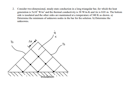 Solved 2. Consider two-dimensional, steady state conduction | Chegg.com