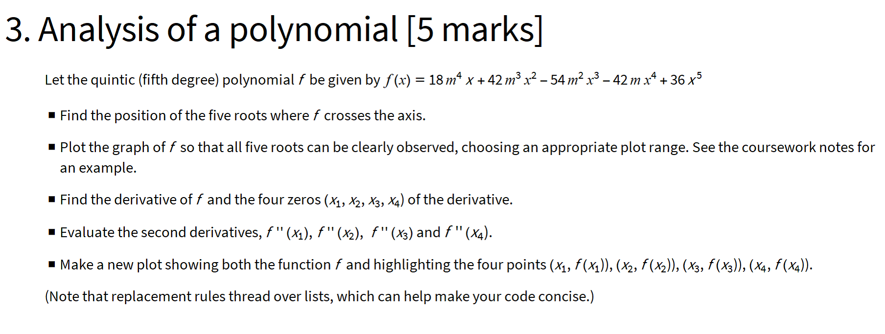 Solved 3. Analysis of a polynomial [5 marks] Let the quintic | Chegg.com