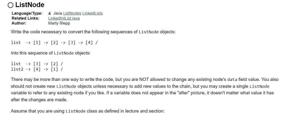 Language/Type: $ Java ListNodes LinkedLists Related | Chegg.com