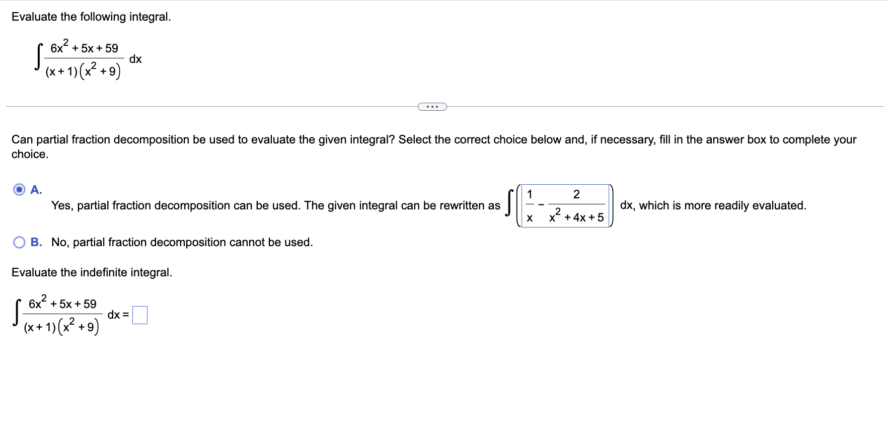 Solved Evaluate The Following Integral Sex 6x² 5x 59