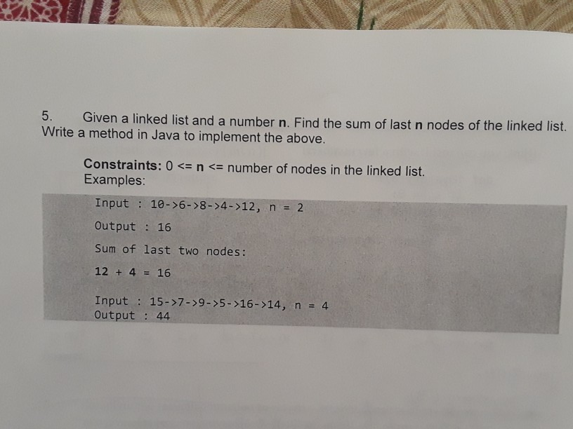 Solved Given A Linked List And A Number N Find The Sum Of 8427