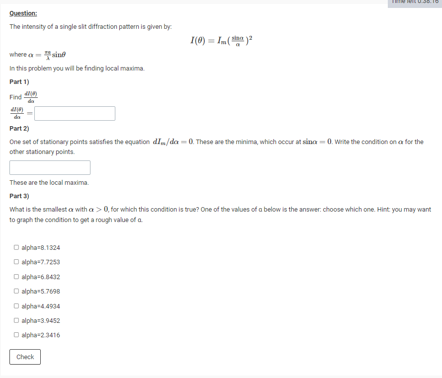 Solved The intensity of a single slit diffraction pattern is | Chegg.com
