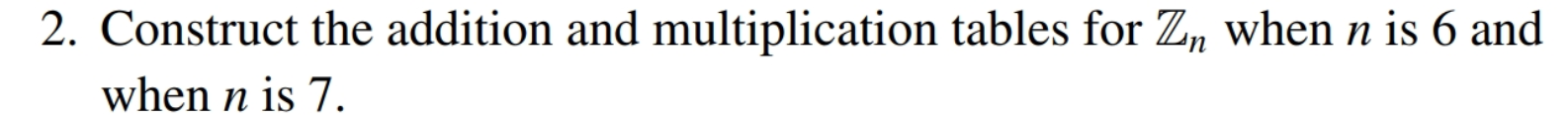 Solved 2. Construct the addition and multiplication tables | Chegg.com