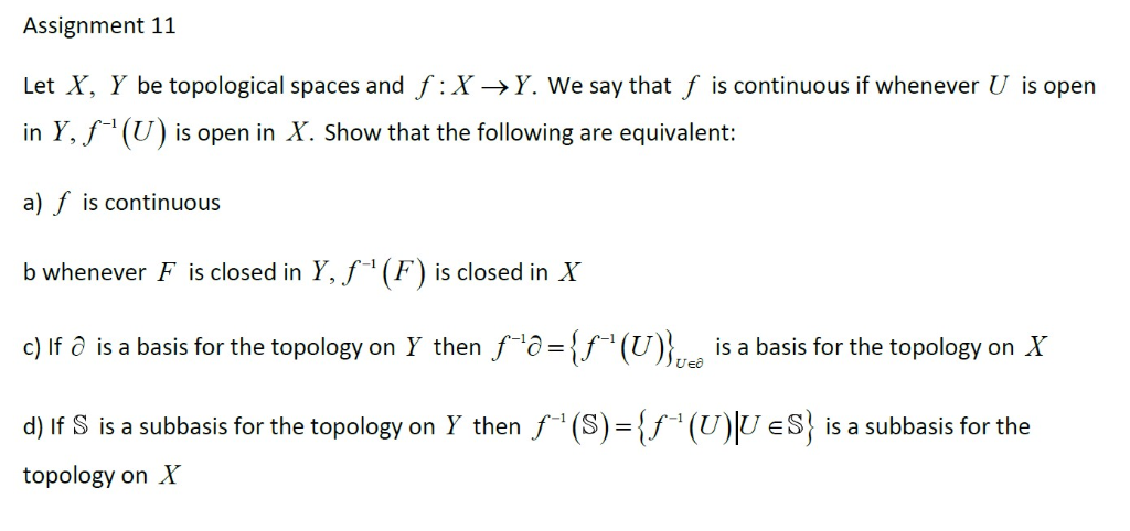 Topology Mathematics Questions