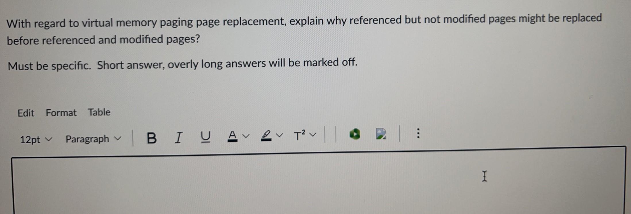 Solved With regard to virtual memory paging page | Chegg.com