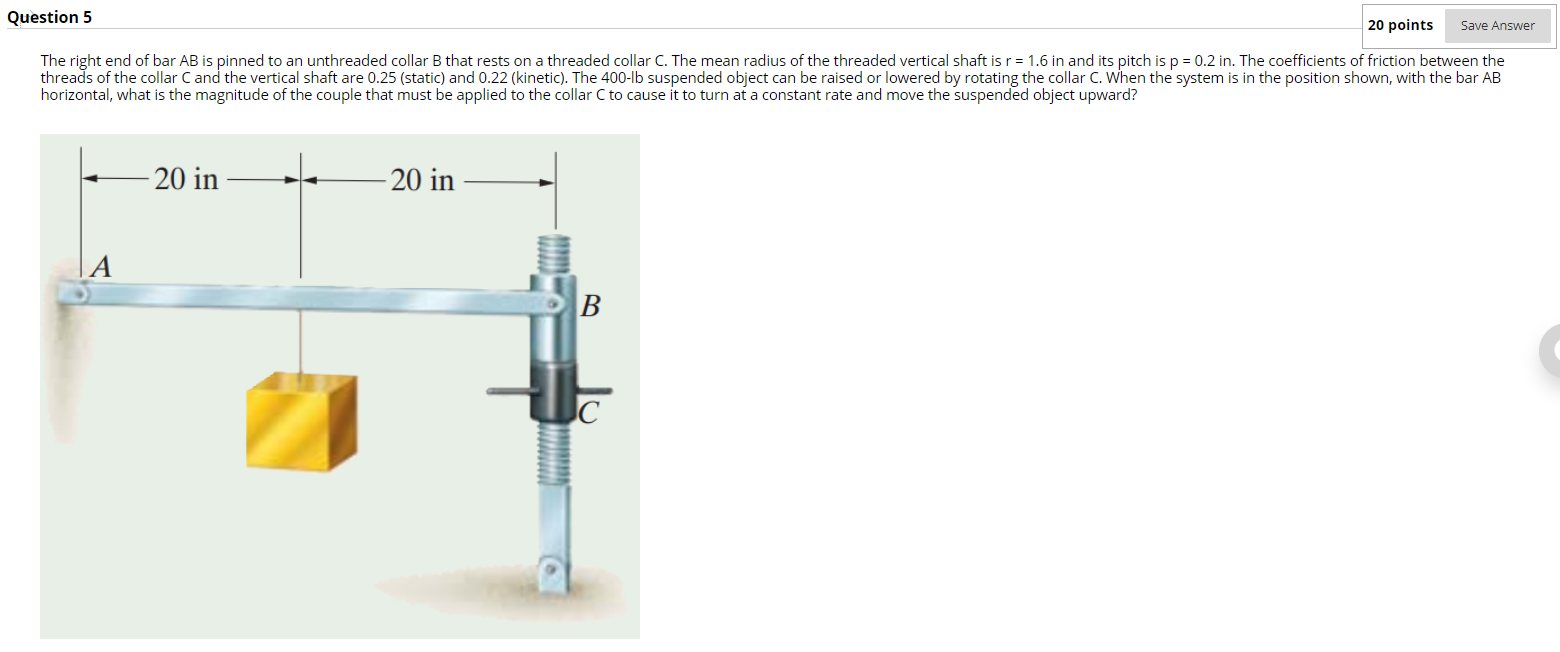 Solved The right end of bar AB is pinned to an unthreaded | Chegg.com