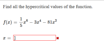 Solved Find all the hypercritical values of the function. 6 | Chegg.com
