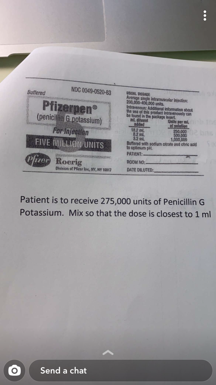 Solved : NDG 0049-0520-83 Buffered Pfizerpen (penicillin G | Chegg.com