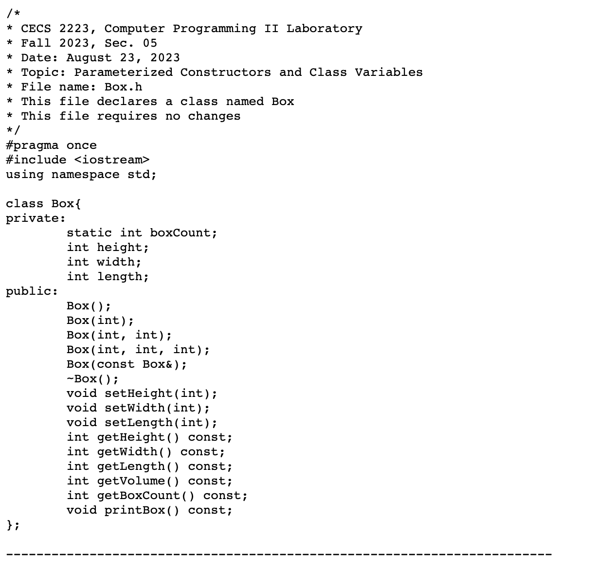 Solved Cecs 2223 Computer Programming Ii Laboratory 