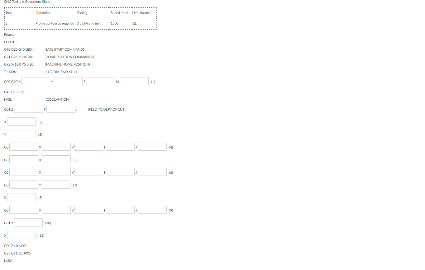 Solved 1.- Write a word address program for milling the | Chegg.com