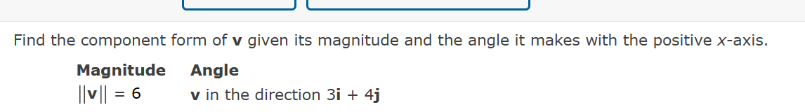 Solved Find the component form of v ﻿given its magnitude and | Chegg.com