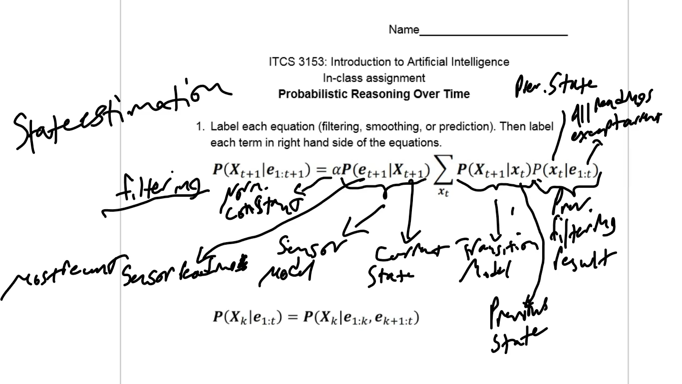 Solved 1. Label each equation (filtering, smoothing, or | Chegg.com