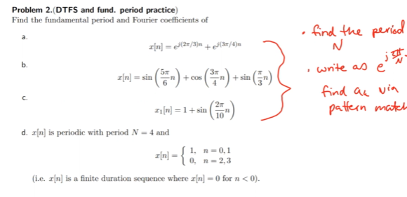 Solved Problem 2.(DTFS and fund. period practice) Find the | Chegg.com