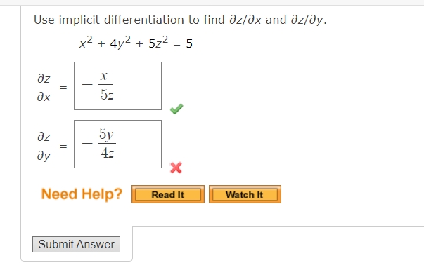Use implicit differentiation to find delzdelx and | Chegg.com