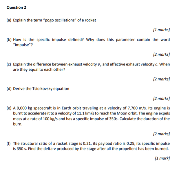 Solved Question 2 (a) Explain the term "pogo oscillations of | Chegg.com