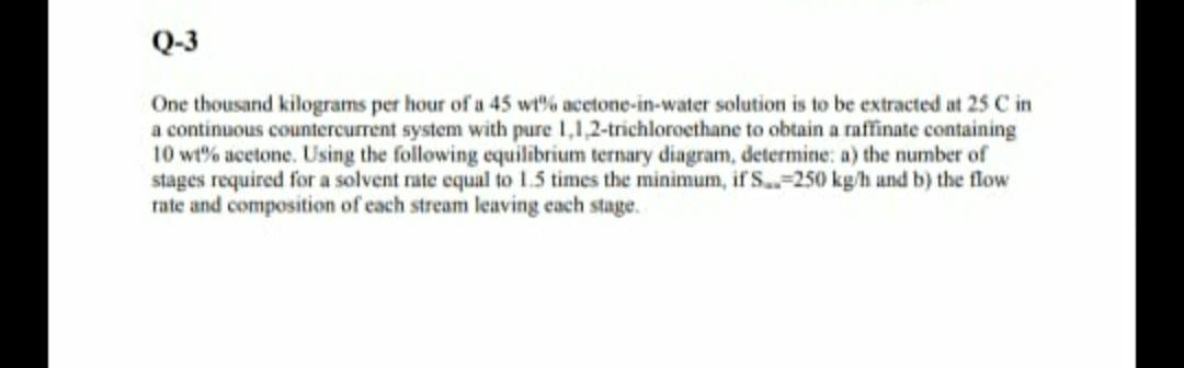 Solved Q-3 One thousand kilograms per hour of a 45 wt% | Chegg.com