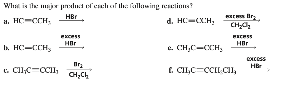 Solved What is the major product of each of the following | Chegg.com