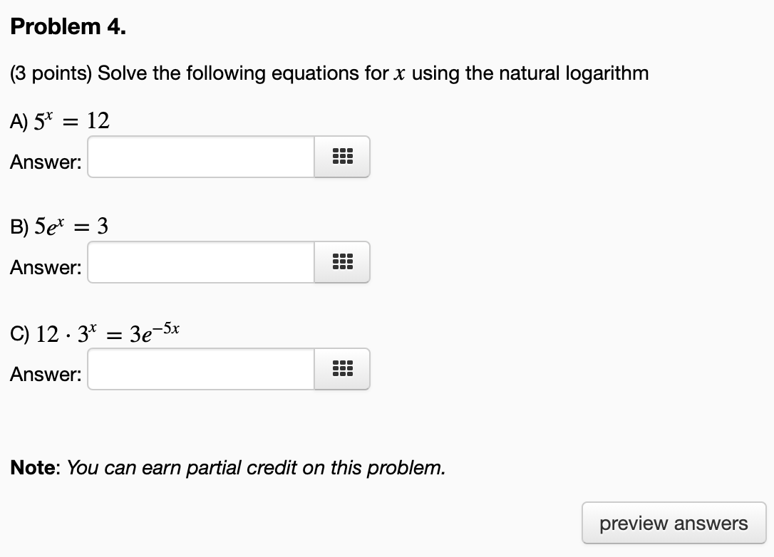 Solved Problem 4. (3 points) Solve the following equations | Chegg.com