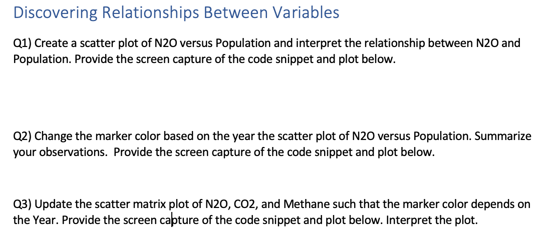Discovering Relationships between Variables Q1) | Chegg.com