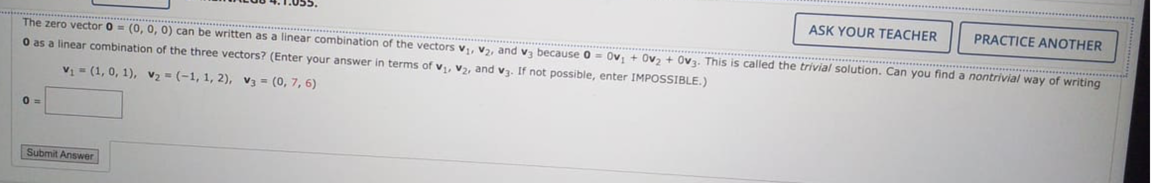 Solved Write v as a linear combination of ui, uz, and uz, if | Chegg.com