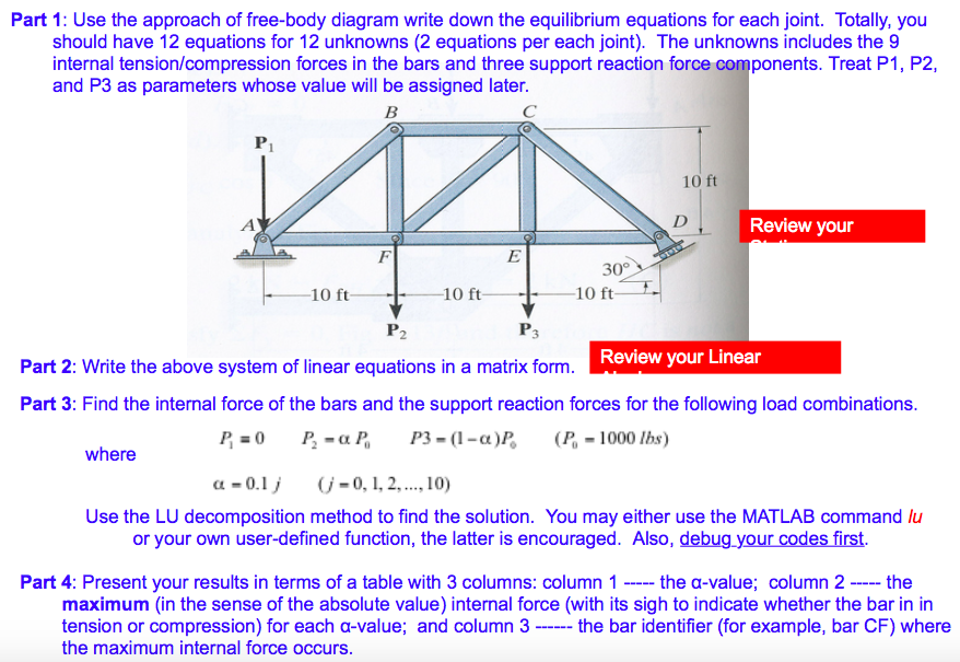 Part 1: Use the approach of free-body diagram write | Chegg.com