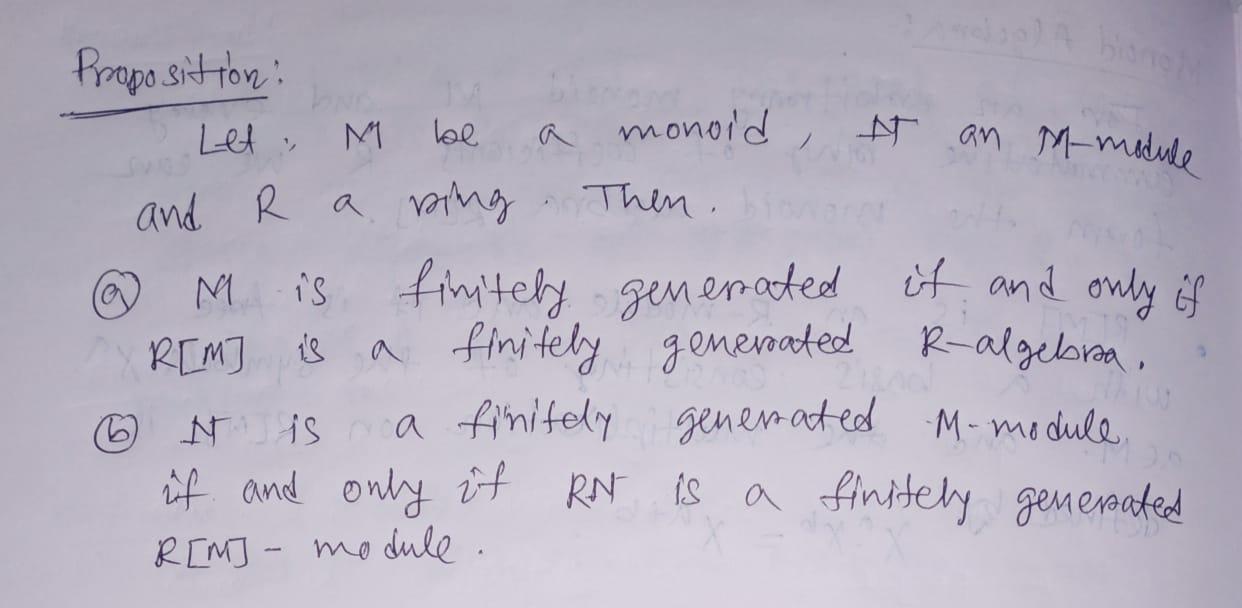 Solved M be a monoid, # an M-module Proposition: Let : and R | Chegg.com