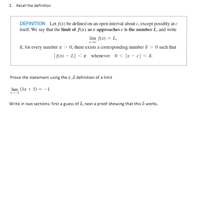 Solved 2. Recall the definition DEFINITION Let f(x) be | Chegg.com