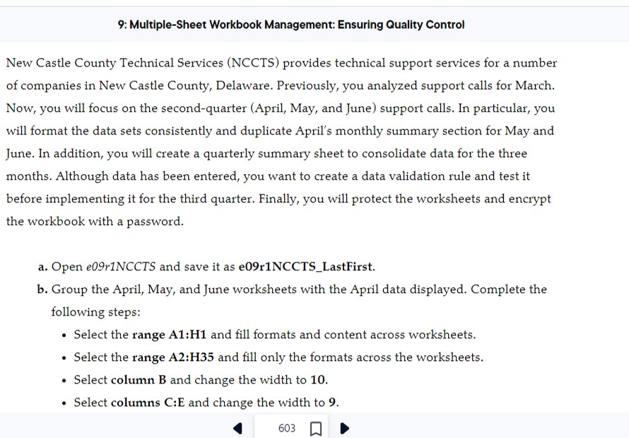 Solved 9: Multiple-Sheet Workbook Management: Ensuring | Chegg.com
