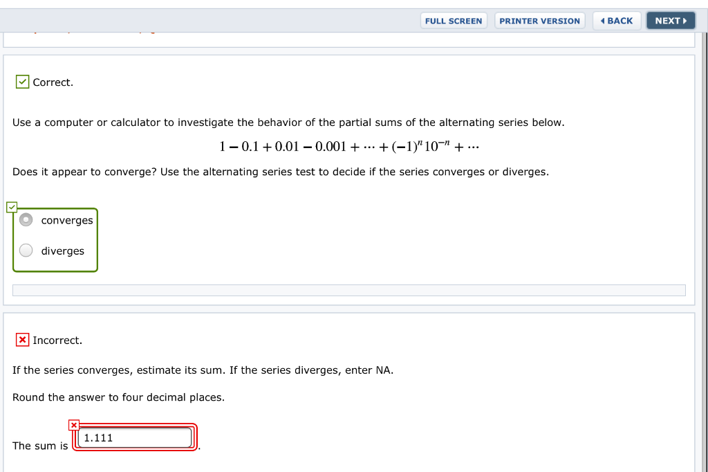 Solved FULL SCREEN PRINTER VERSION BACK NEXT Correct Use a | Chegg.com