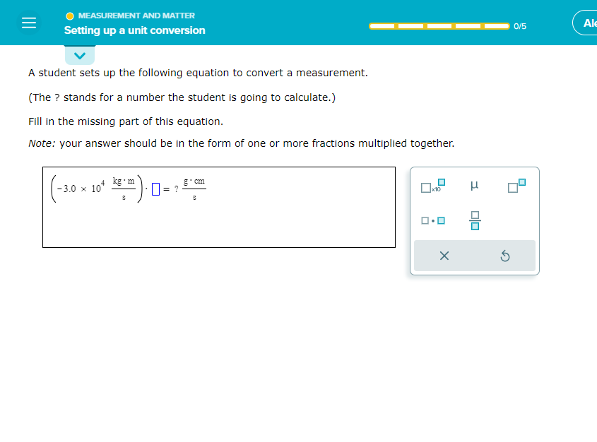 Solved MEASUREMENT AND MATIER Setting up a unit conversion A | Chegg.com