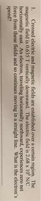 Solved Crossed electric and magnetic fields are established | Chegg.com