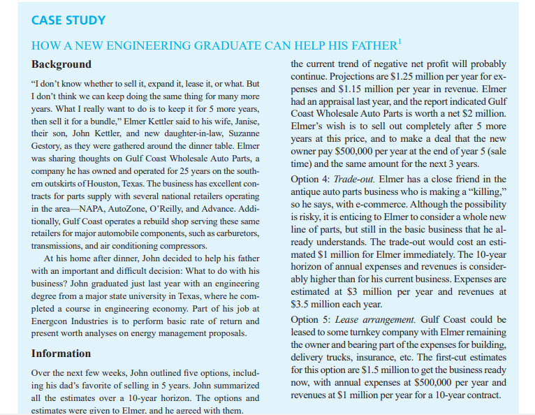 Solved CASE STUDY HOW A NEW ENGINEERING GRADUATE CAN HELP | Chegg.com