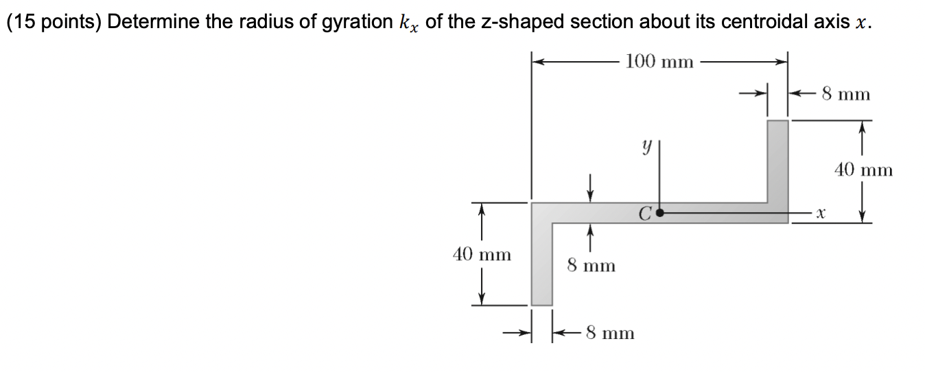 Solved (15 points) Determine the radius of gyration kx of | Chegg.com