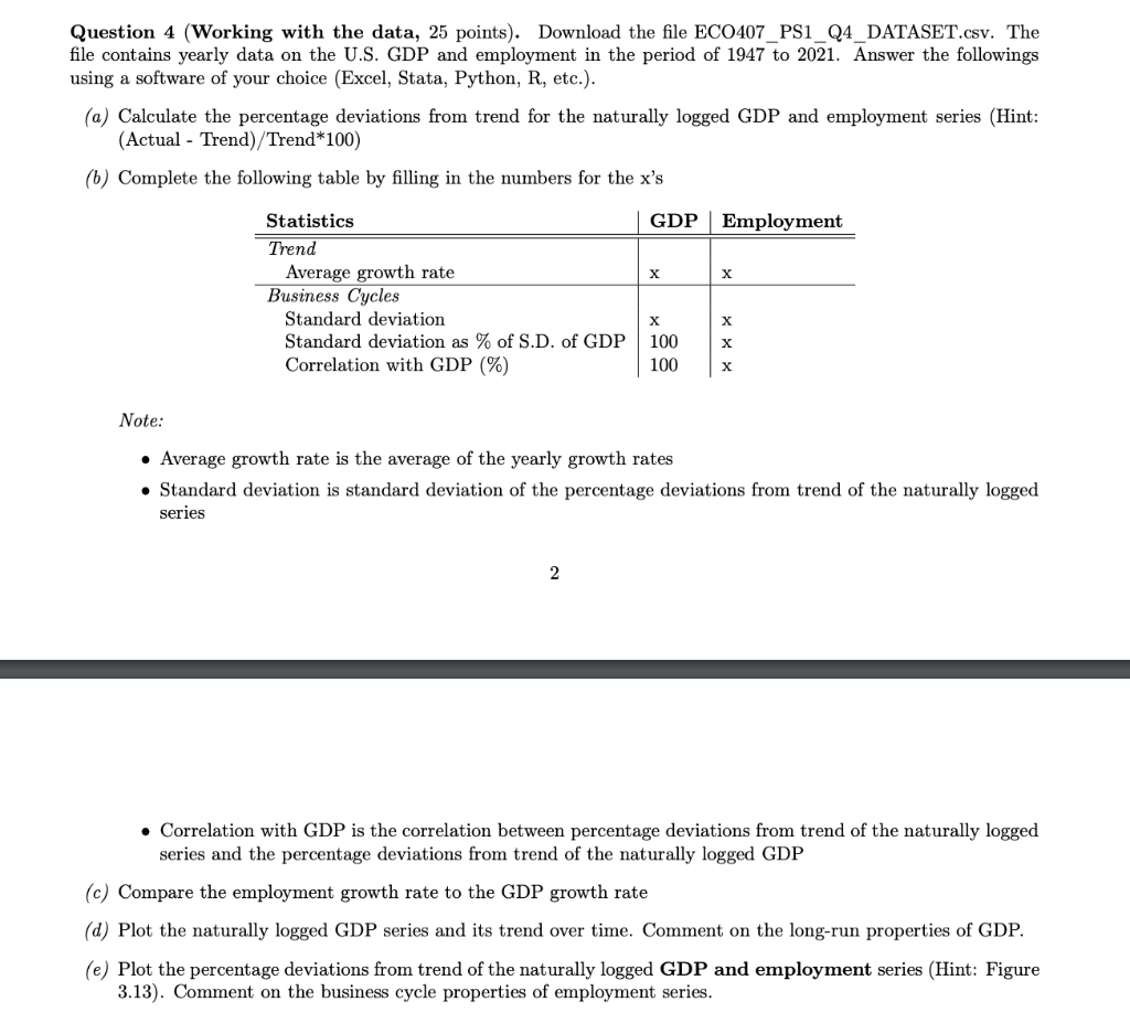 Question 4 (Working with the data, 25 points). | Chegg.com