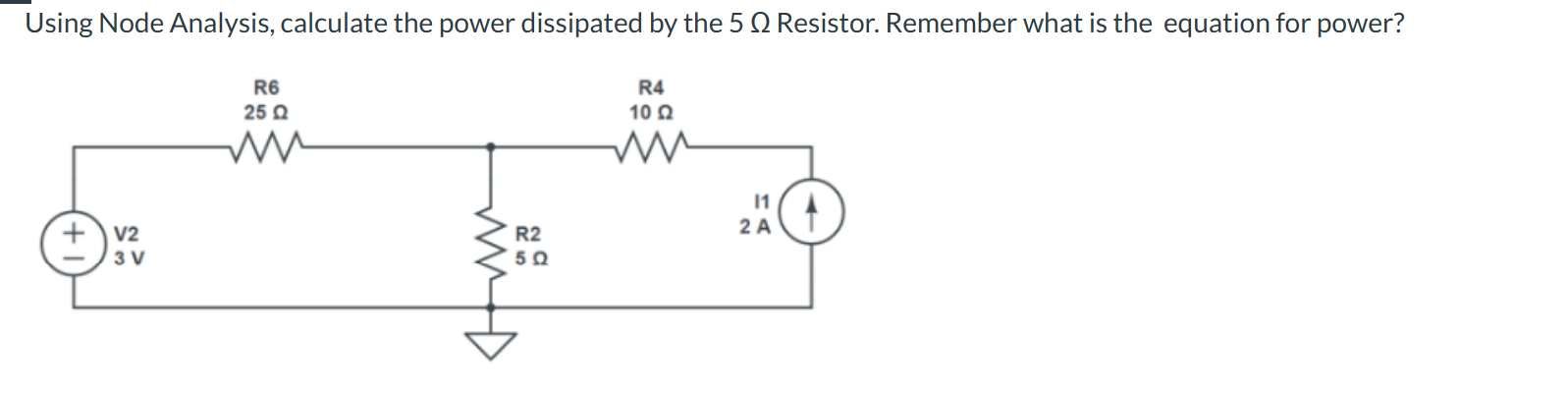 Solved Using Node Analysis, calculate the power dissipated | Chegg.com