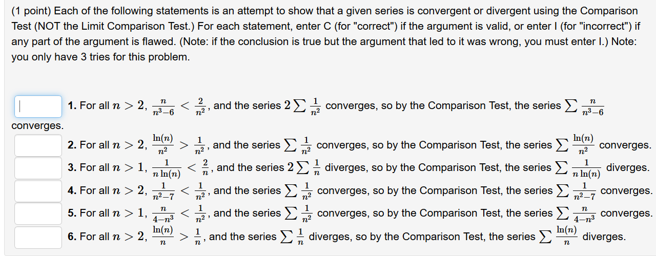 Solved (1 point) Each of the following statements is an | Chegg.com