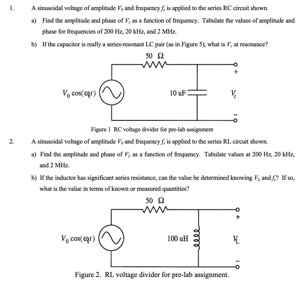 Solved A sinusoidal voltage of amplitude V0 and frequency fs | Chegg.com
