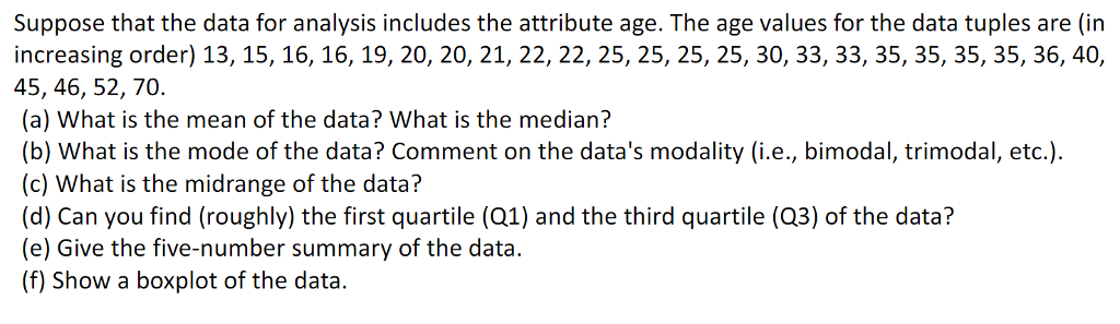 Solved Suppose Data Analysis Includes Attribute Age Age V
