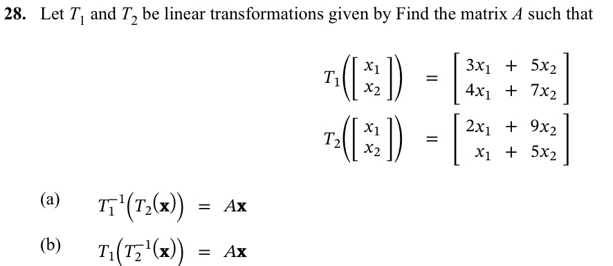 Solved Let T1 ﻿and T2 ﻿be linear transformations given by | Chegg.com