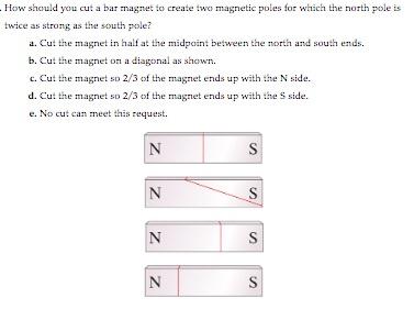 Solved How should you cut a bar magnet to create two | Chegg.com