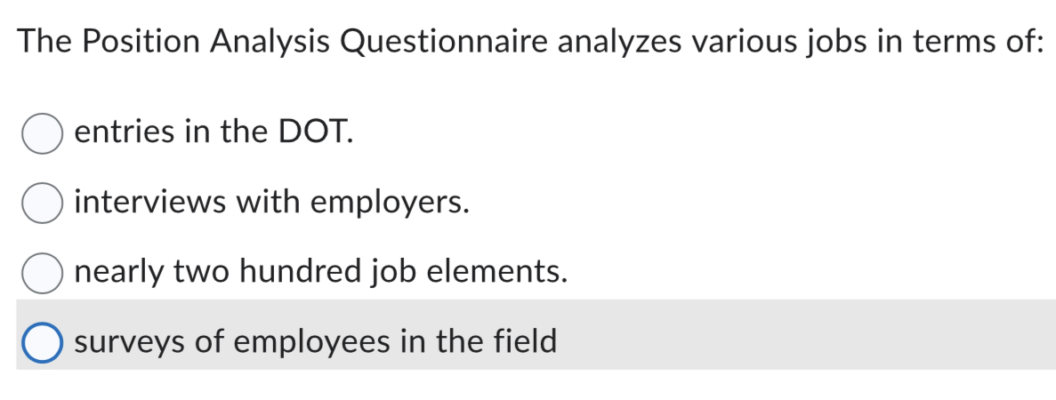 Solved The Position Analysis Questionnaire analyzes various | Chegg.com
