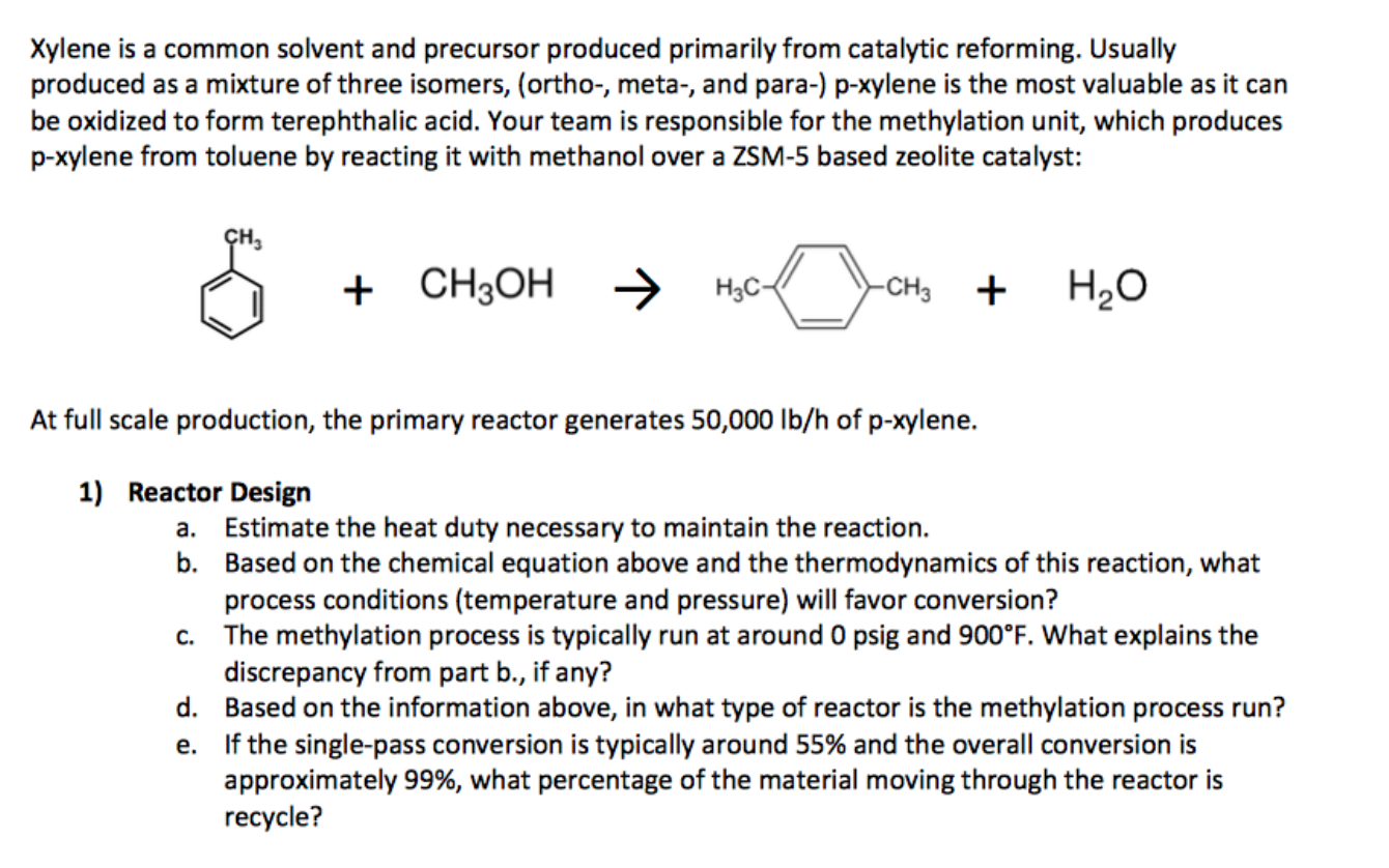 Solved Xylene is a common solvent and precursor produced | Chegg.com