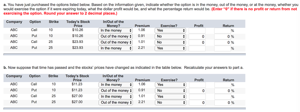 Solved a. You have just purchased the options listed below. | Chegg.com