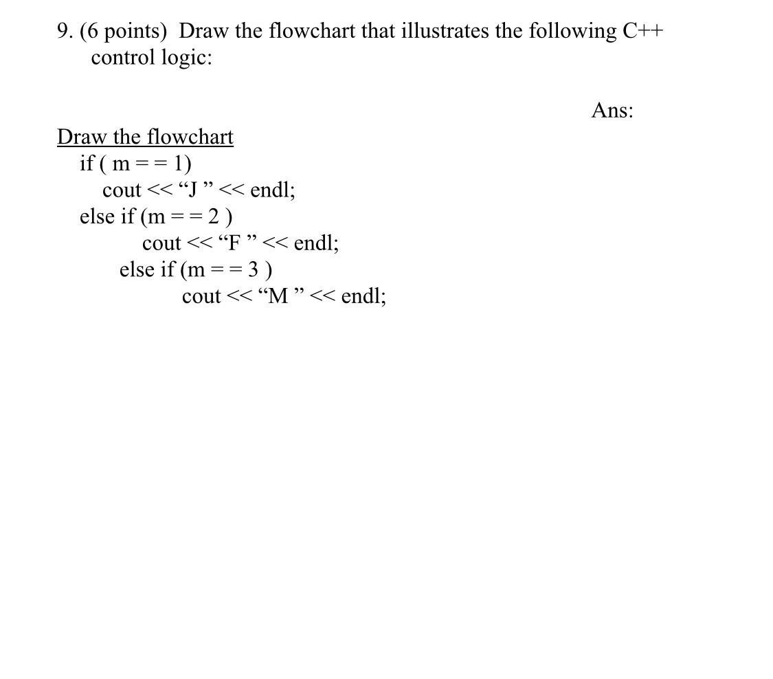 Solved 9. (6 points) Draw the flowchart that illustrates the | Chegg.com
