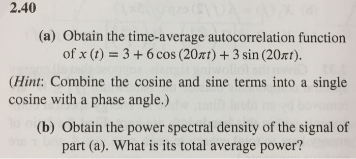 Solved (a) Obtain the time-average autocorrelation function | Chegg.com