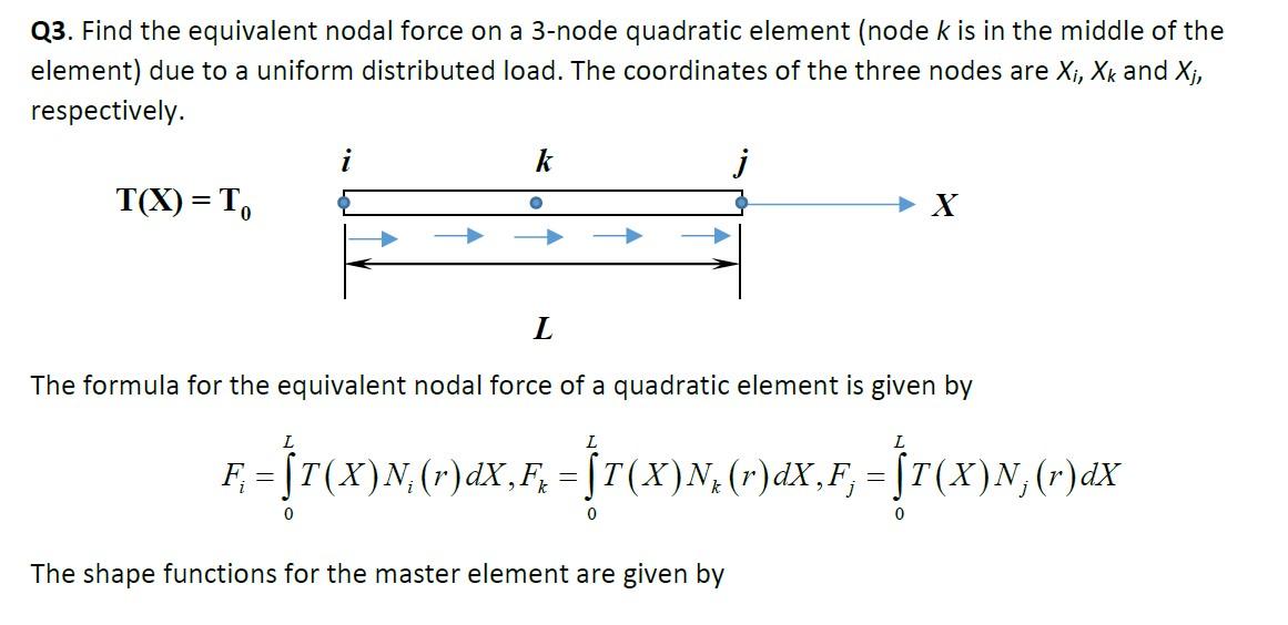 Solved Q3. Find the equivalent nodal force on a 3-node | Chegg.com
