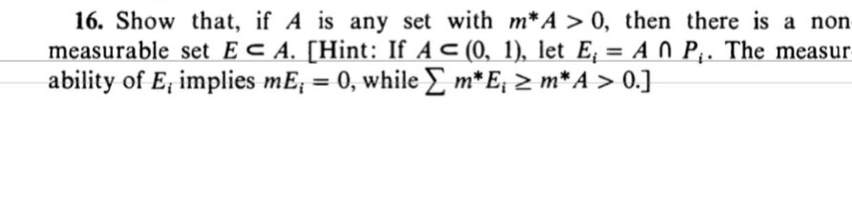 16. Show that, if A is any set with m* A > 0, then | Chegg.com