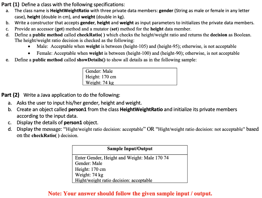 Solved a. C. Part (1) Define a class with the following | Chegg.com