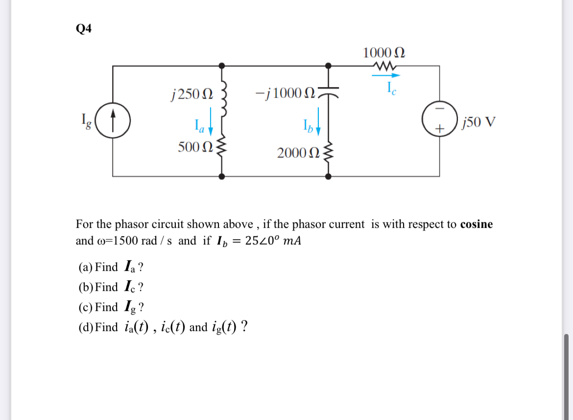 Solved Q4For the phasor circuit shown above, if the phasor | Chegg.com