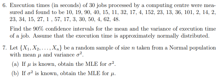 Solved 6. Execution times (in seconds) of 30 jobs processed | Chegg.com